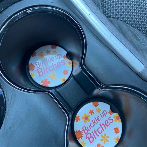 Buckle Up Bitches Car Coasters Cute Funny Car Decor Ceramic Coaster