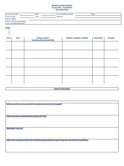 Class Observation Form Draft Pdf Learning Behavior Modification