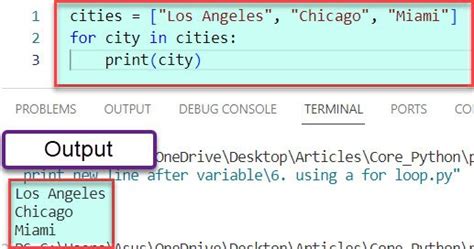 How To Print A New Line After A Variable In Python