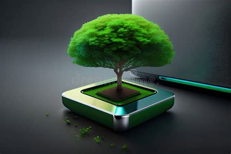 Tree Grow From Computer Chip CPU Generative AI Stock Illustration Illustration Of Computer