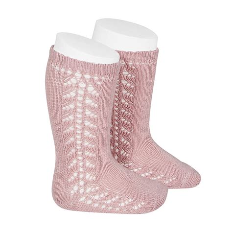 Condor Side Openwork Knee High Socks Pale Pink Leo And Bella