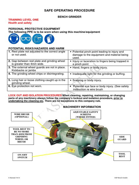Hasmate Example Safe Operating Procedure Bench Grinder Pdf Grinding Abrasive Cutting