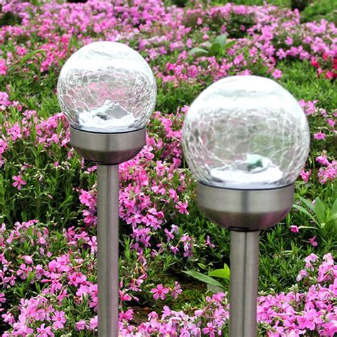 4PCs Solar LED Lawn Lamp Crystal Crackle Ball Outdoor Waterproof LED
