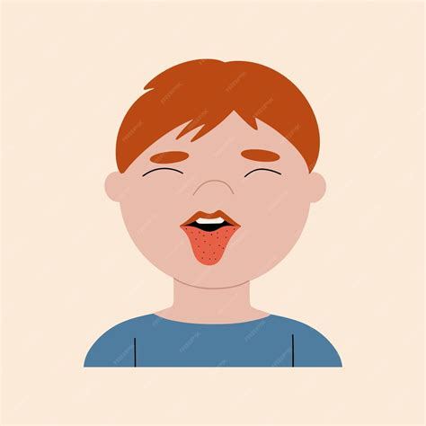 Premium Vector A Boy With A Rash On His Tongue Symptom Of Allergy