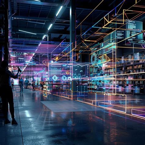 Futuristic Technology Retail Warehouse Digitalization And Visualization Of Industry Premium Ai