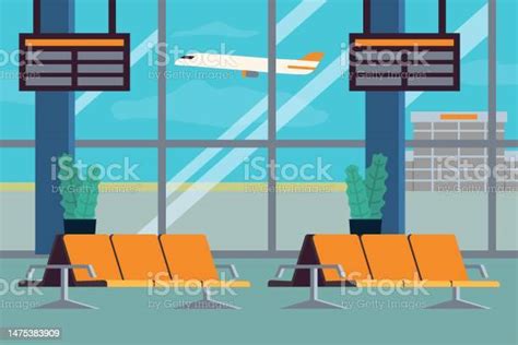공항 홀 내부 대기실 또는 출발 라운지 벡터 그림 플랫 스타일 0명에 대한 스톡 벡터 아트 및 기타 이미지 0명 공항