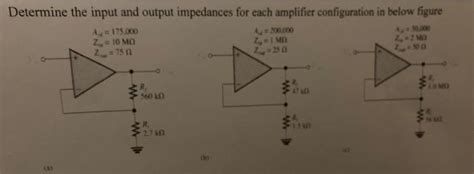 Solved Determine The Input And Output Impedances For Each Chegg