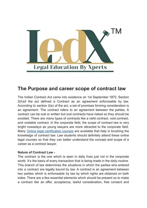 Ppt The Purpose And Career Scope Of Contract Law Powerpoint
