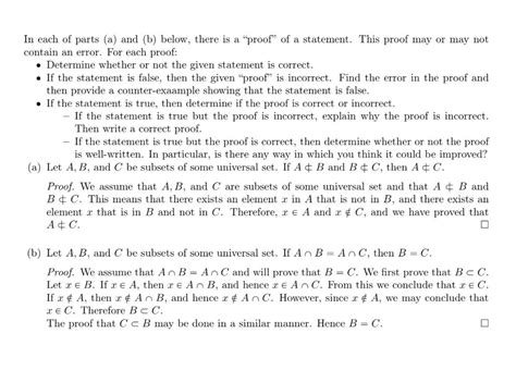 Solved In Each Of Parts A And B Below There Is A Proof
