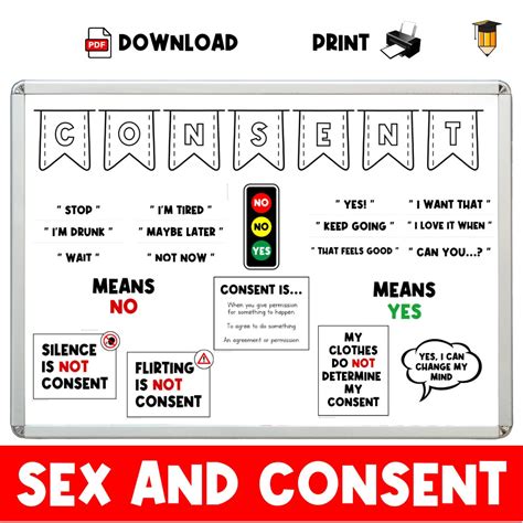 SEX AND CONSENT Bulletin Board Babe Decor Physical Health Display Printable Poster