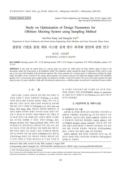 PDF Study On Optimization Of Design Parameters For Offshore Mooring System Using Sampling Method