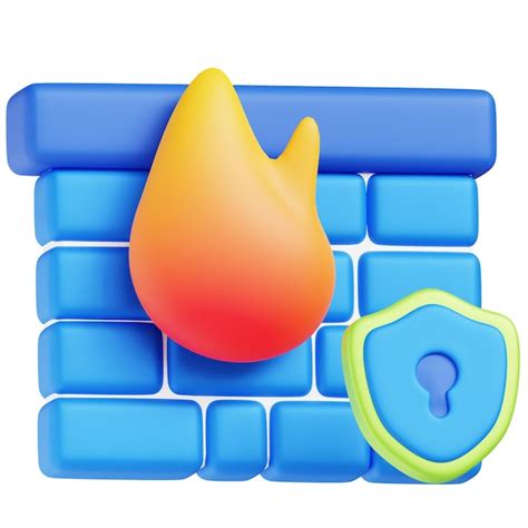 Premium Photo Firewall 3d Icon Illustration With Shield