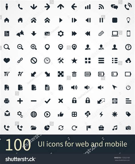 Ui Icons Vector Set Stock Vector Royalty Free 172522169 Shutterstock