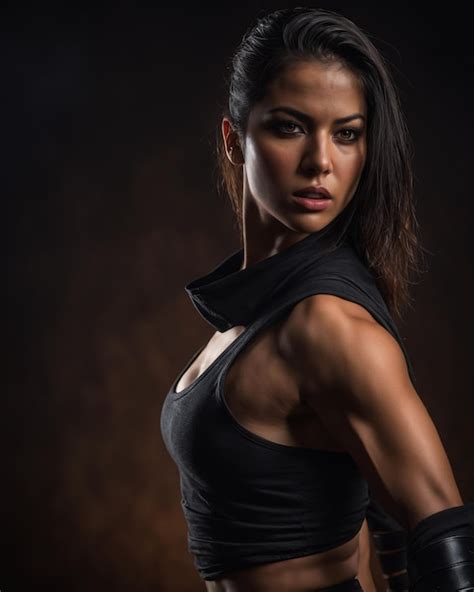 Premium Photo A Beautiful Woman In A Black Tank Top Posing For The Camera