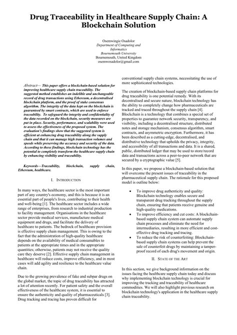 Pdf Drug Traceability In Healthcare Supply Chain A Blockchain Solution