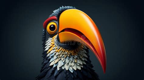Dark And Brooding 3d Toucan Head Hyper Detailed Animated Illustration