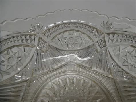 Vintage Pressed Art Glass Fruit Bowl Serving Centre Piece Art Deco 44