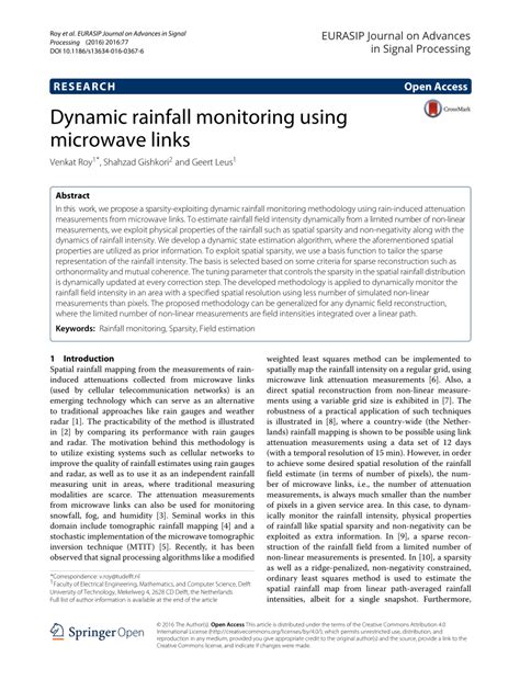 pdf dynamic rainfall monitoring using microwave links