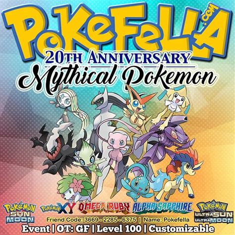20th Anniversary Mythical Pokémon Mew Celebi Jirachi Etsy Pokemon