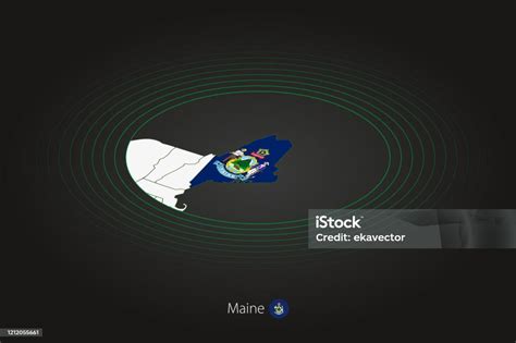 濃い色のメインマップ隣接する米国の州との楕円形の地図 メイン州のベクターアート素材や画像を多数ご用意 メイン州 地図 アメリカ