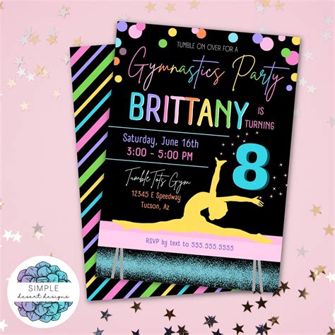 Gymnastics Birthday Party Invitation – Simple Desert Designs