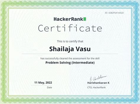 shailaja vasu on linkedin hackerrank problemsolvingskills