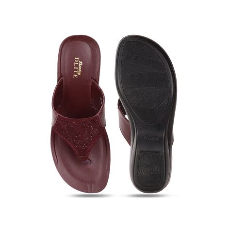 Bata Textured Maroon Wedges Buy Bata Textured Maroon Wedges Online At