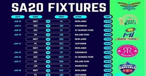 Sa20 Schedule 2023 Upcoming Match Dates Teams And Venues In South