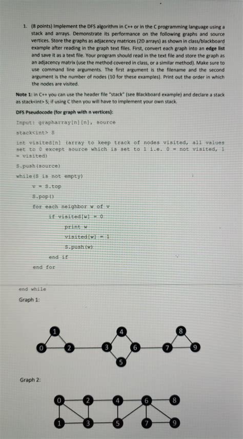 Solved Points Implement The DFS Algorithm In C Or Chegg