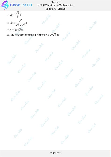 NCERT Solutions For Class Maths Exercise Circles CBSE Path