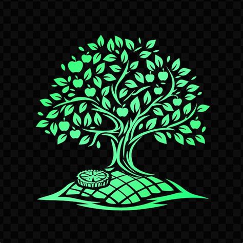 Premium PSD Nostalgic Apple Tree Logo With Decorative Pie And Picnic