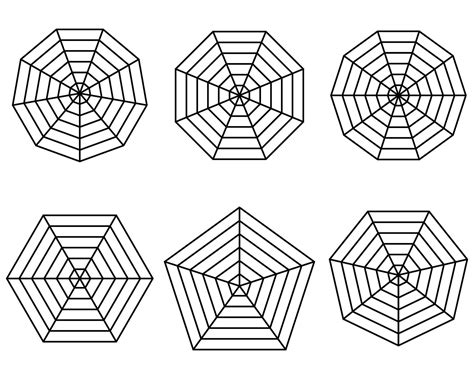 Radar Or Spider Diagram Template Flat Spider Mesh Blank Radar Charts