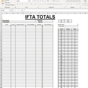 IFTA Calculator Excel Spreadsheet Etsy