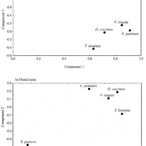 Bivariate Plot Of The Þrst Two Principal Components From Analyses In