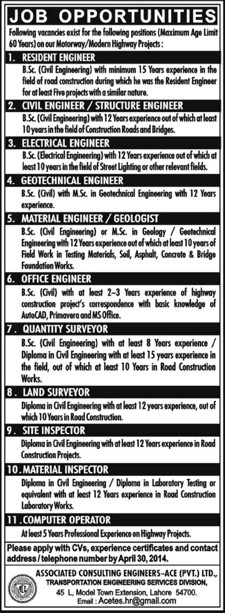 Associated Consulting Engineers Jobs 2014 April May For Civil
