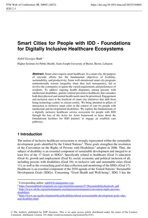 Pdf Smart Cities For People With Idd Foundations For Digitally