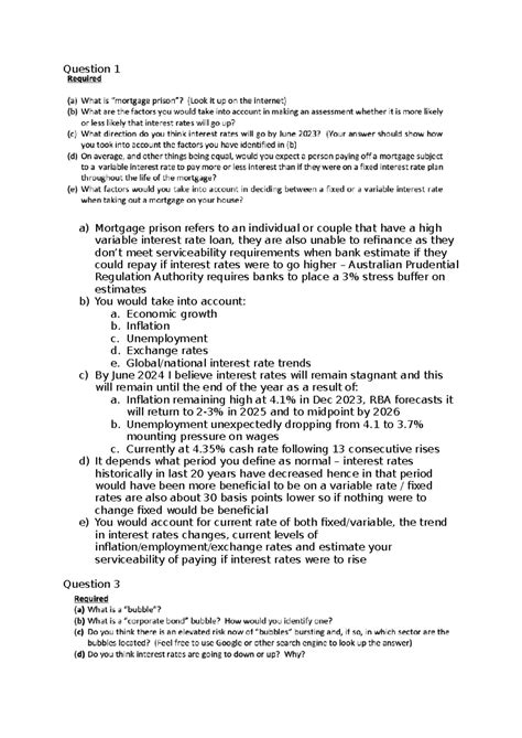 IA Tut 4 Tut Work Question 1 A Mortgage Prison Refers To An