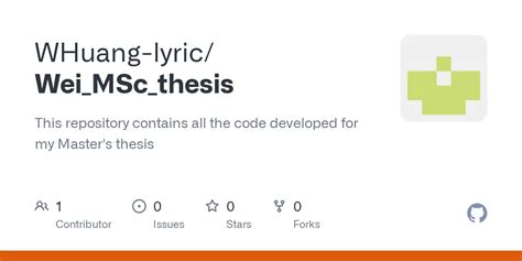 Github Whuang Lyric Wei Msc Thesis This Repository Contains All The