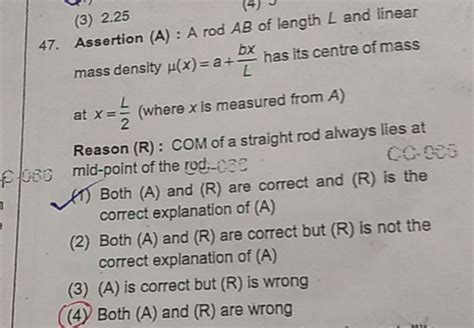 3 22547 Assertion Aa Rod Ab Of Length L And Linear Mass Density μ