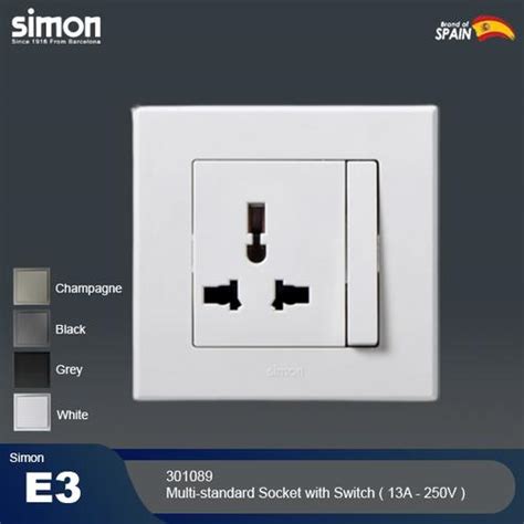 Jual Simon E3 Multi Standard Socket With Switch 13a 250v 301089