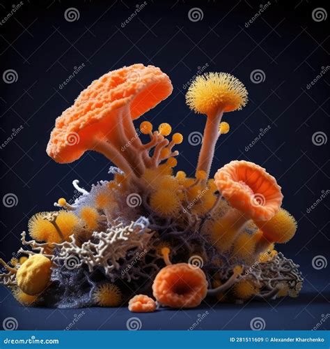 Fungi Algae Plants And Protozoa Extreme Closeup Generative Ai Stock