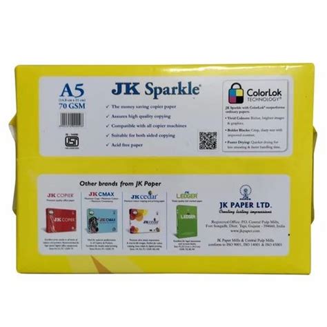 JK Sparkle Plain A5 Size Printing Paper Thickness 1mm Size Dimension