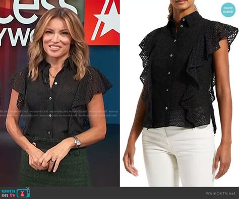 Wornontv Kits Black Ruffle Eyelet Top And Green Mini Skirt On Access