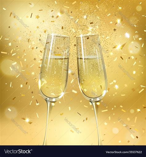 Champagne Glasses On Gold Background Royalty Free Vector