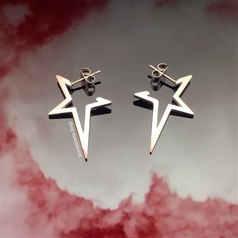 Silver Statement Star Hoop Earrings Unisex Stainless Steel No Rust