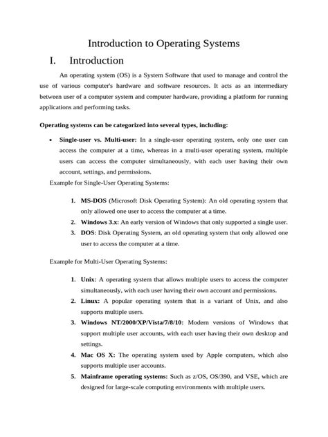 Introduction To Operating Systems And Solved Problems Pdf Operating