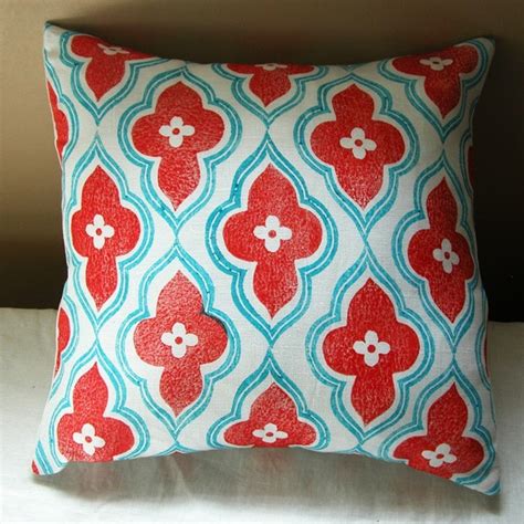 Red Geometric Pillow Etsy