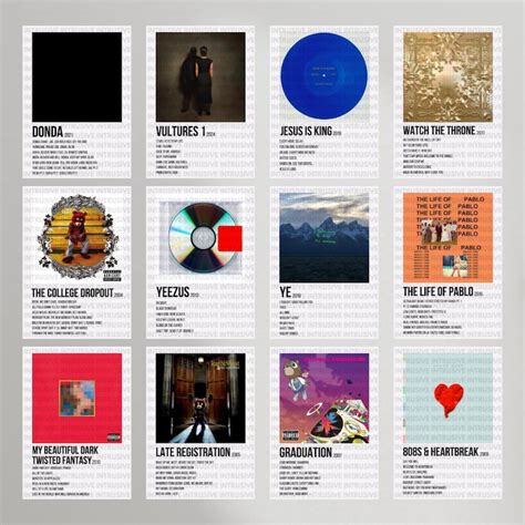 Kanye West Album Cover Posters Pack Of 12 Digital File Kanye West