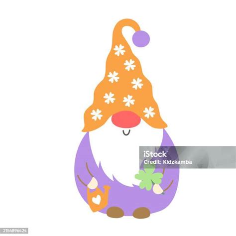 토끼풀과 함께 귀여운 가을 가을 그놈의 벡터 그림 그놈 캐릭터 만화 일러스트 10월에 대한 스톡 벡터 아트 및 기타 이미지 10월 11월 가을 Istock