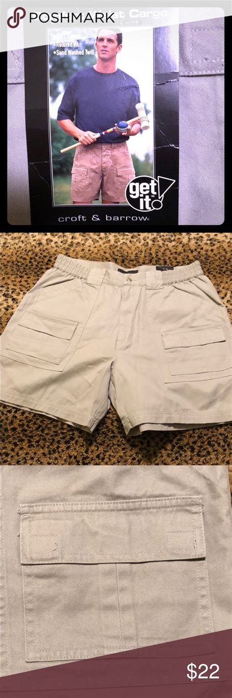 Croft And Barrow Comfort Waist Cargo Shorts Size 36 Nickel Color